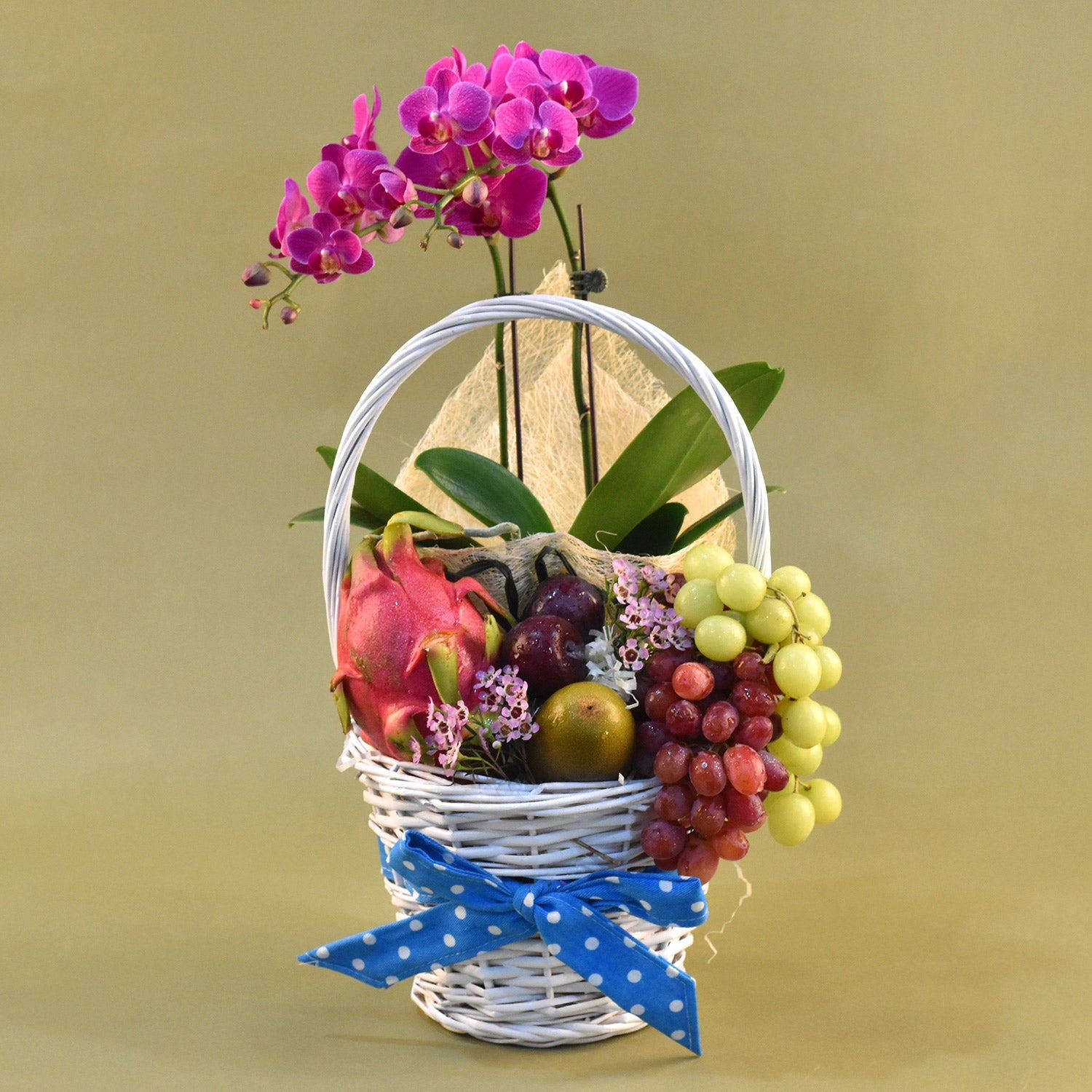 Buy Purple Orchids & Assorted Fruits Basket Online in Philippines - FNP PH