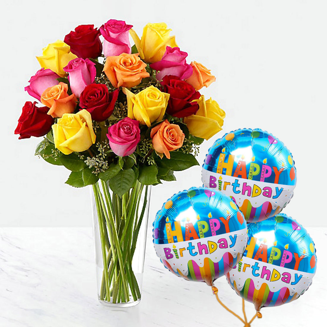 Buy Vivid Roses Bunch With Birthday Balloon Online in Philippines - FNP PH