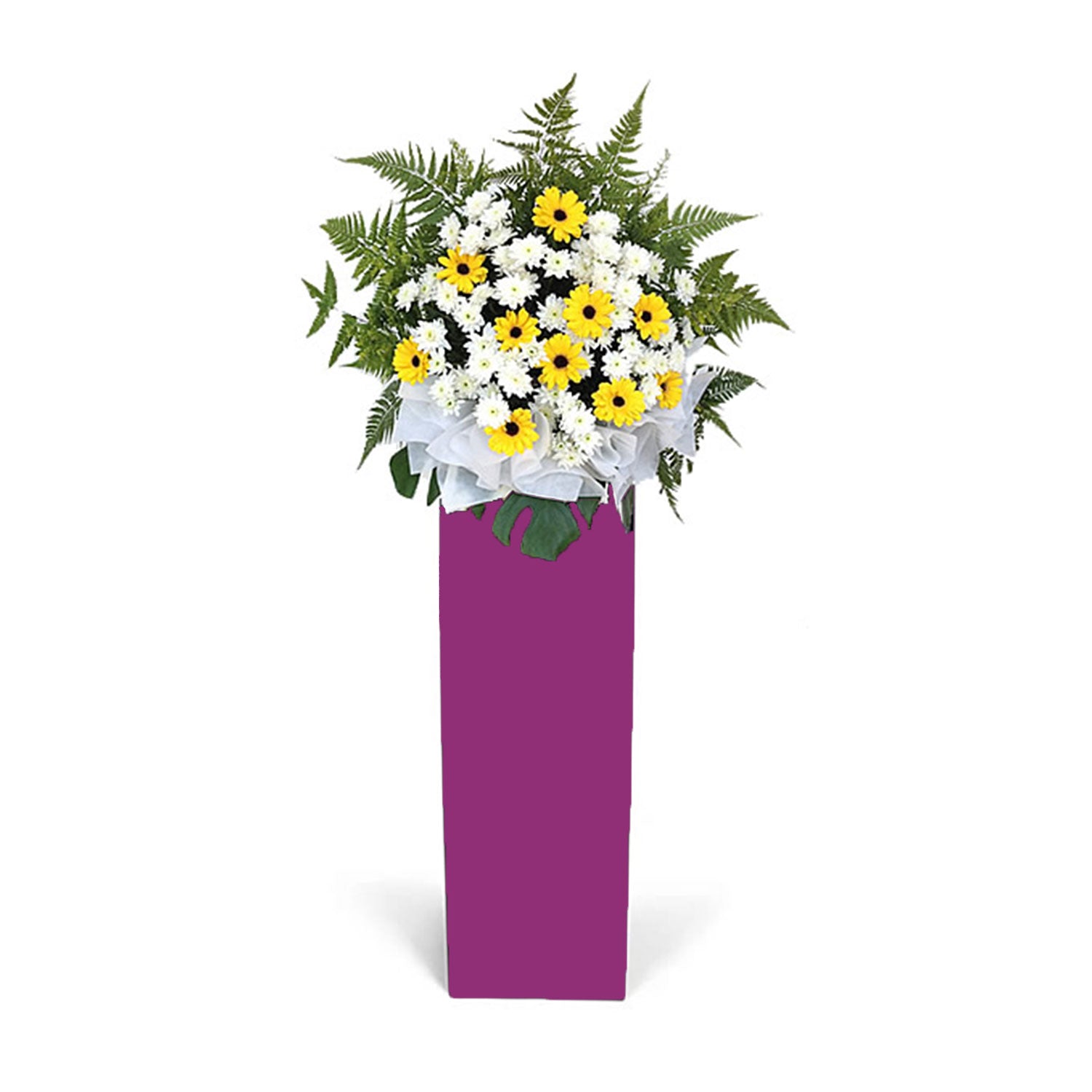 Buy Yellow Gerberas White Pom In Beautiful Pink Stand Online in ...
